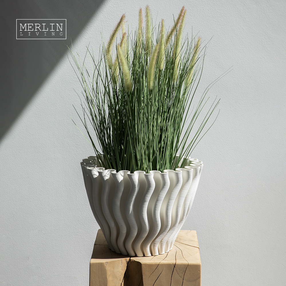 Best 3D Printing Ceramic Curved Folding Line Potted Plant Merlin Living ...