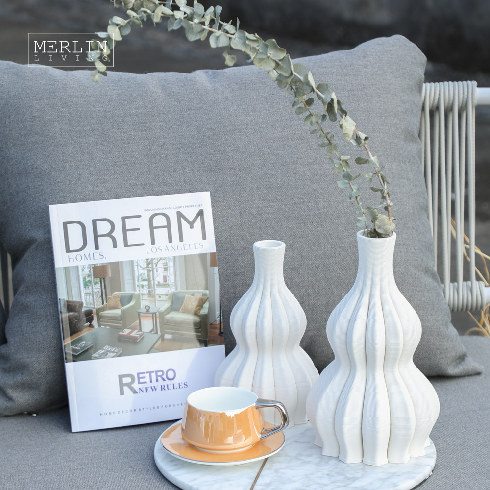 Best Merlin Living 3D Printing Elegant Gourd Shape Ceramic Flower Vase ...