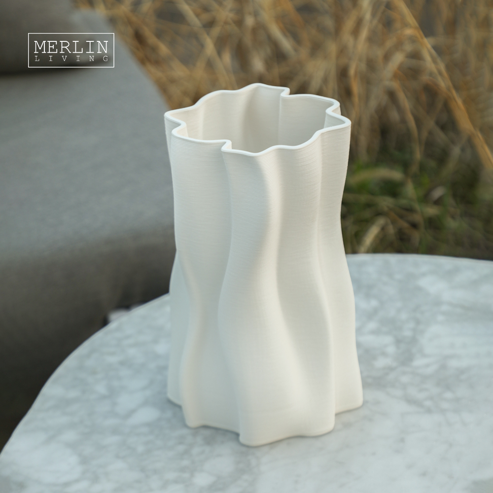 Best Merlin Living 3D Printing Wave Concave Ceramic Home Decor Vase ...