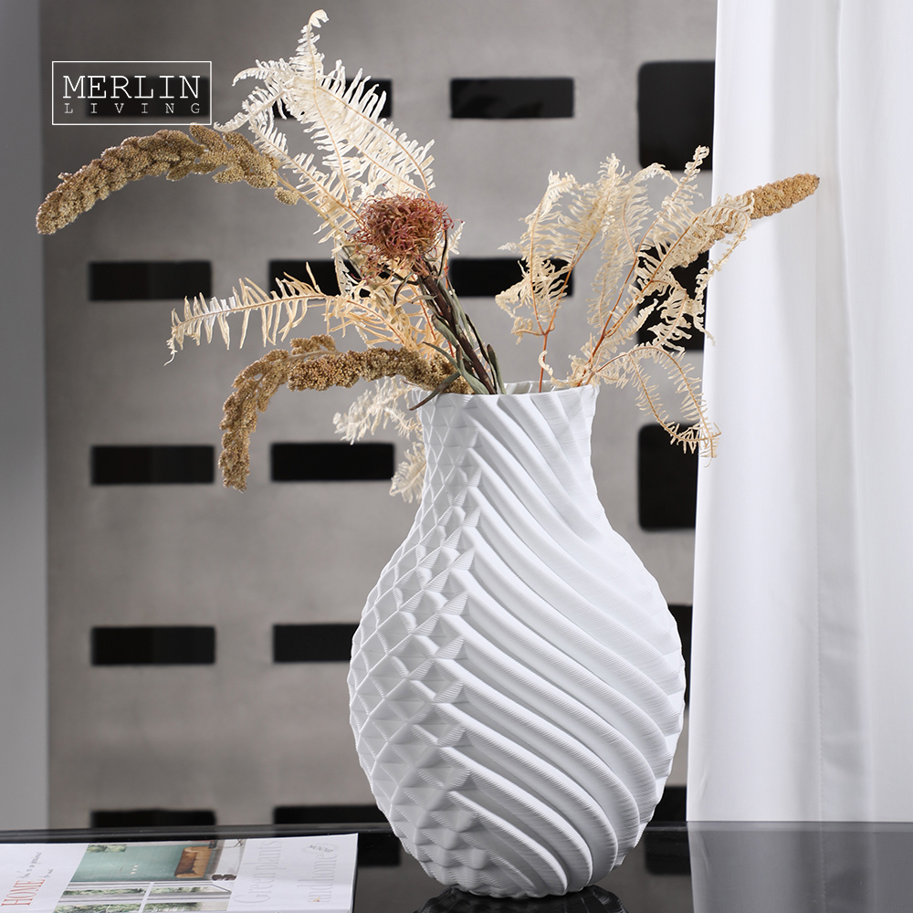 Best Merlin Living 3D printed grid contrast line ceramic vase factory ...