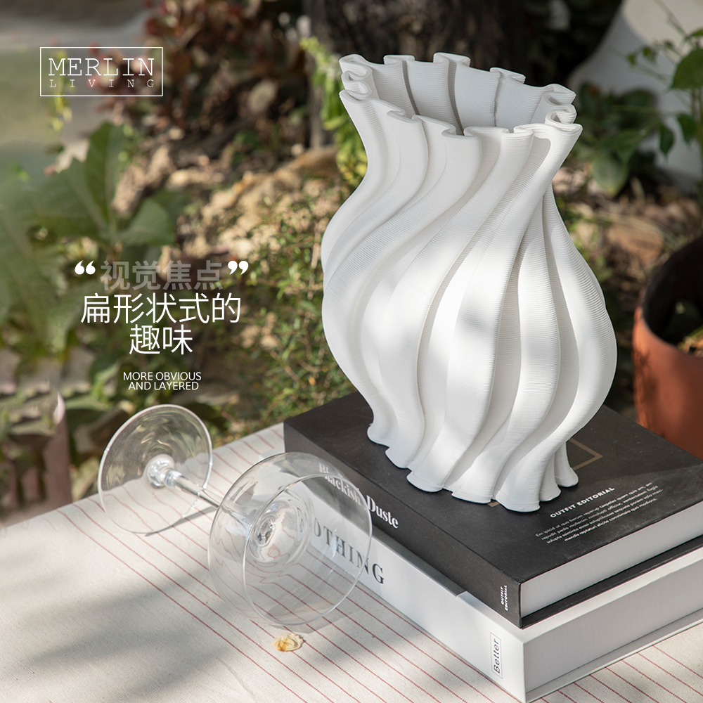 Best 3d Printing Flat White Ceramic Vase Table Decoration Merlin Living ...