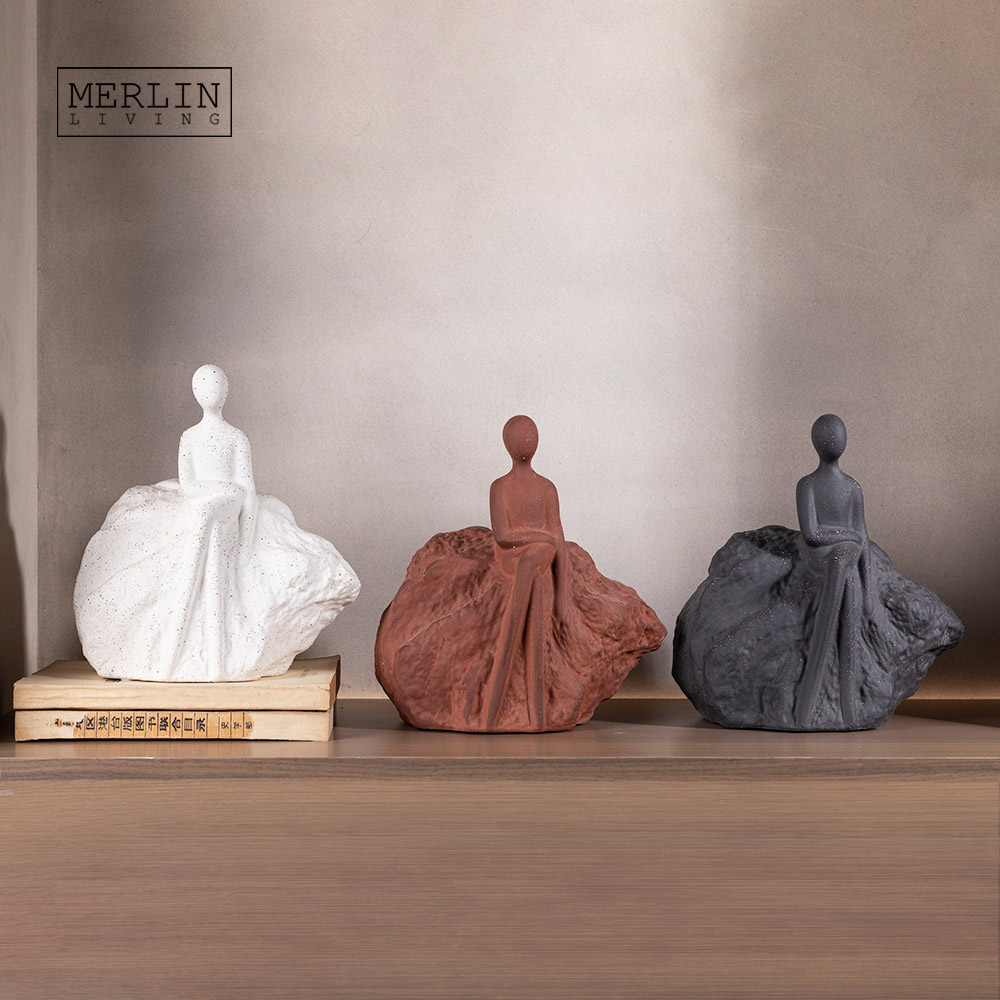 Best Merlin Living Coarse Sand Elegant Sitting Figure Ornament Ceramic ...