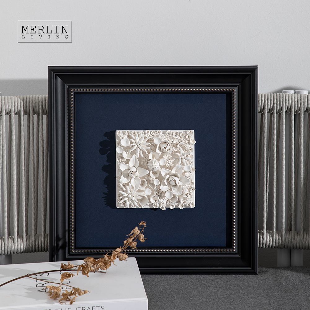 Best Handmade Ceramic Wall Art Minimalist Black Square Frame Merlin ...