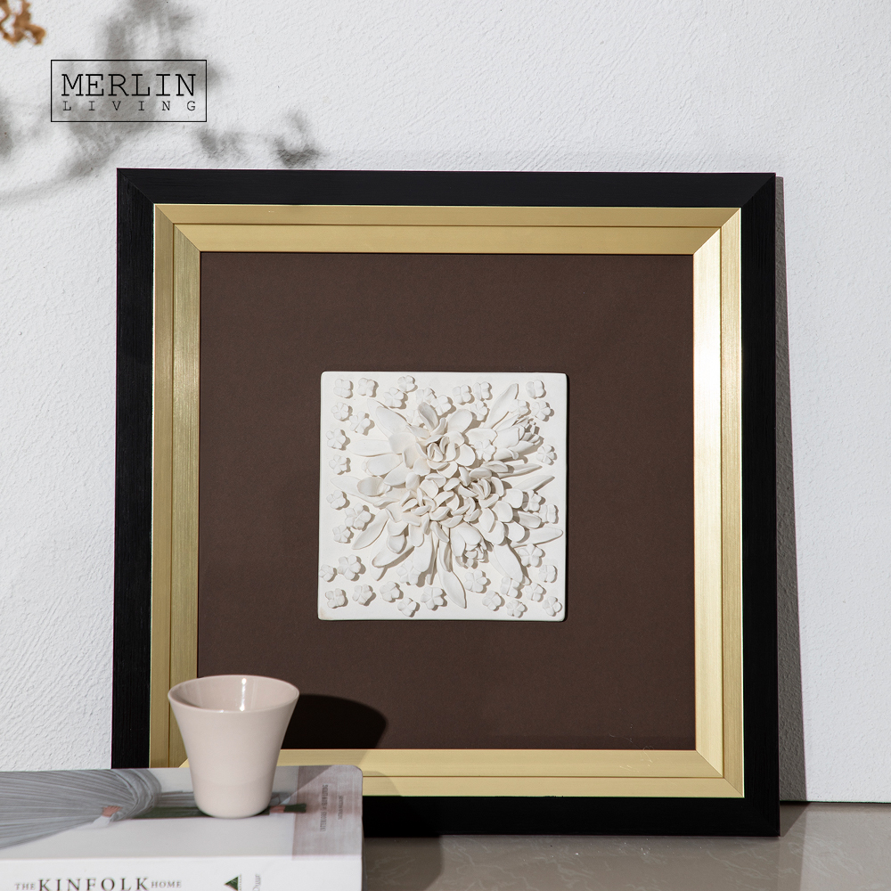 Best Handmade Wall Art Ceramic Decoration Black Gold Frame Merlin ...